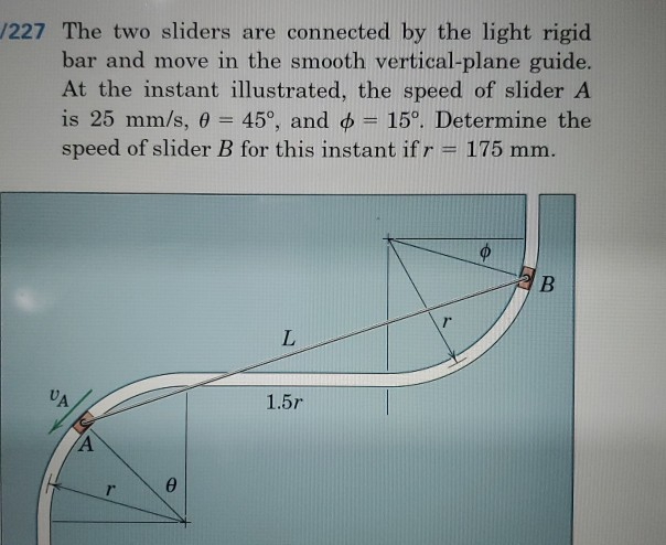 Solved 1227 The two sliders are connected by the light rigid | Chegg.com