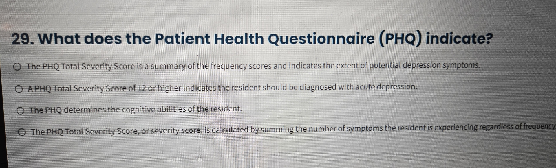 Solved What does the Patient Health Questionnaire (PHQ) | Chegg.com