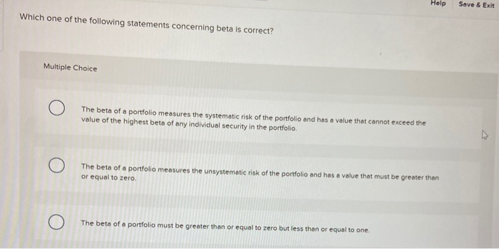 Solved Help Save & Exit Which one of the following | Chegg.com