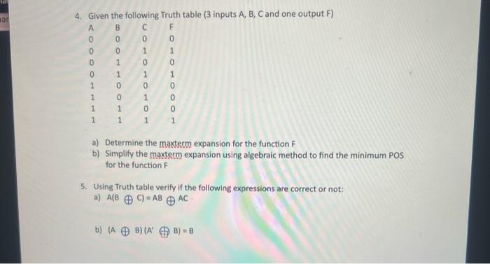 Solved 1. Write down the algebraic expression for minterm | Chegg.com
