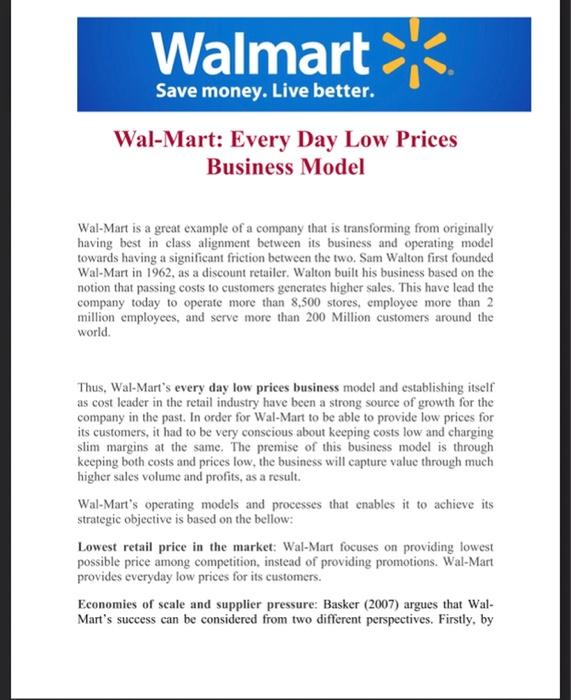 Solved Walmart Save money. Live better. Wal-Mart: Every Day | Chegg.com