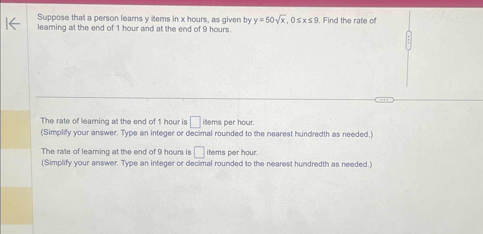 Solved Suppose that a person learns y ﻿items in x ﻿hours, as | Chegg.com