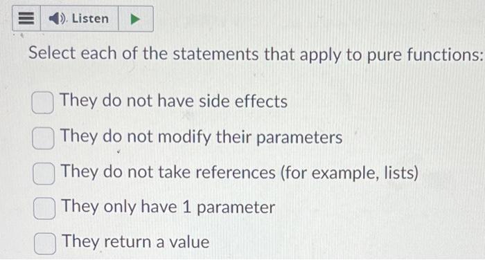 Solved Select each of the statements that apply to pure | Chegg.com