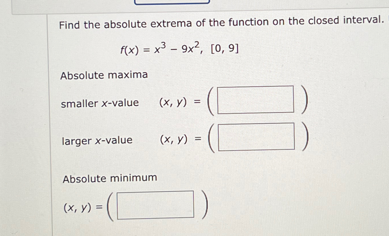 Solved Find the absolute extrema of the function on the | Chegg.com