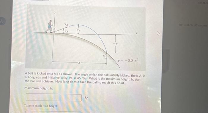 Solved Tex Time to reach max height: y=-0.04x² A ball is | Chegg.com