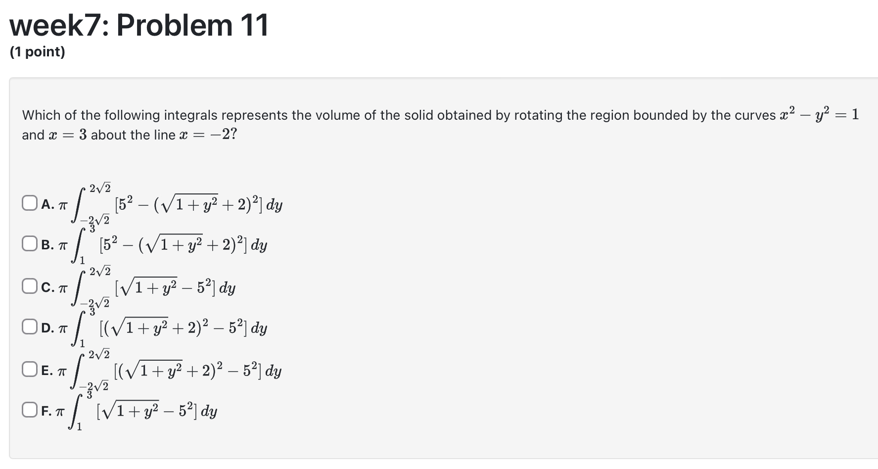 Solved week7: Problem 11(1 ﻿point)Which of the following | Chegg.com