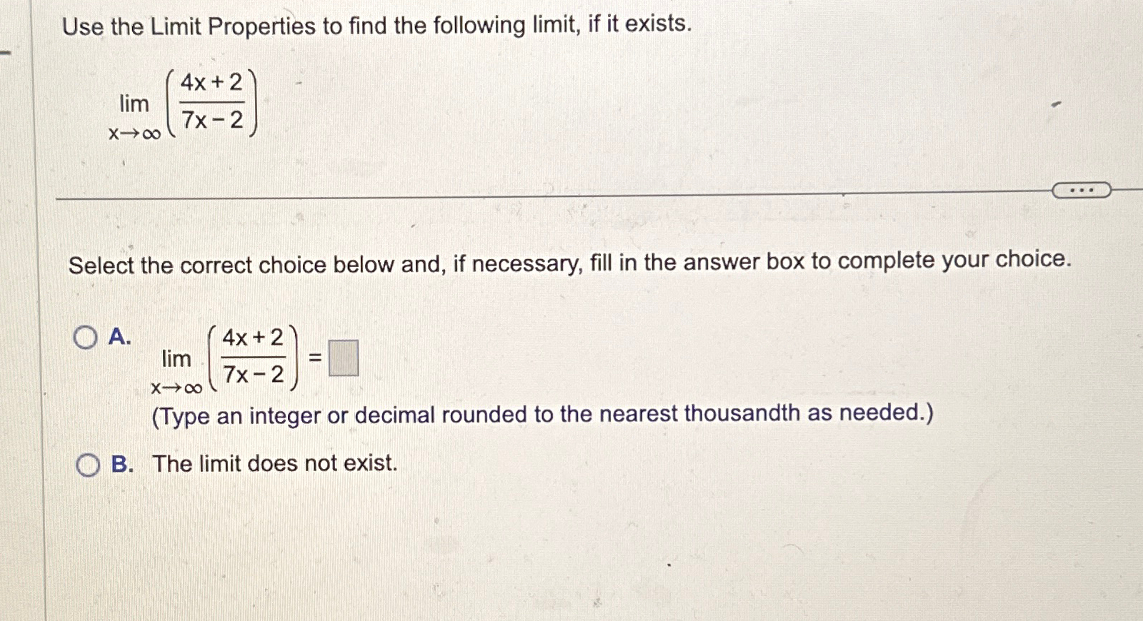 Solved Use the Limit Properties to find the following limit, | Chegg.com