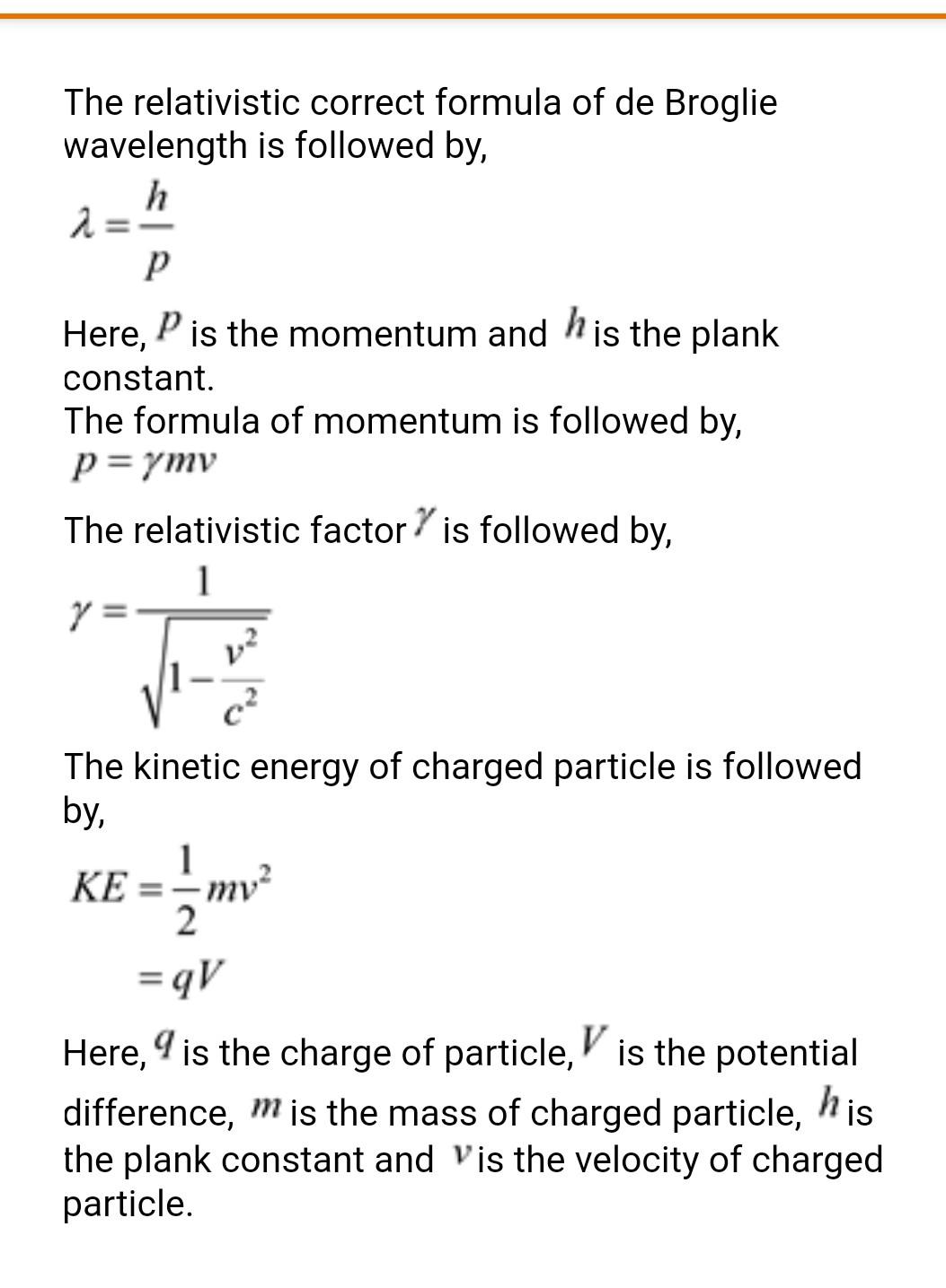 Solved The relativistic correct formula of de Broglie | Chegg.com