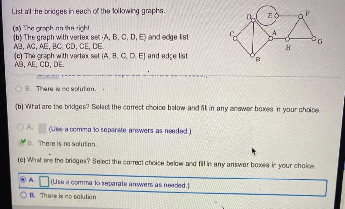 Solved List all the bridges in each of the following graphs. | Chegg.com
