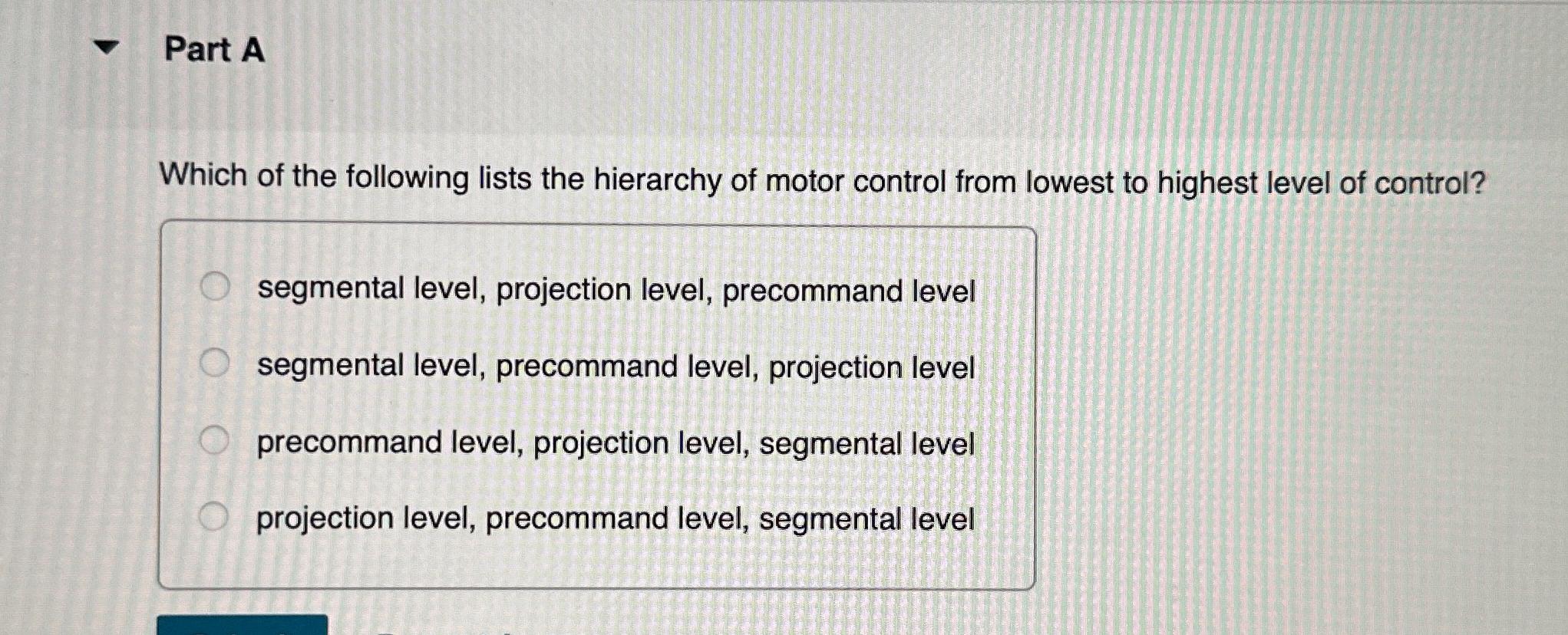 Solved Part AWhich of the following lists the hierarchy of | Chegg.com