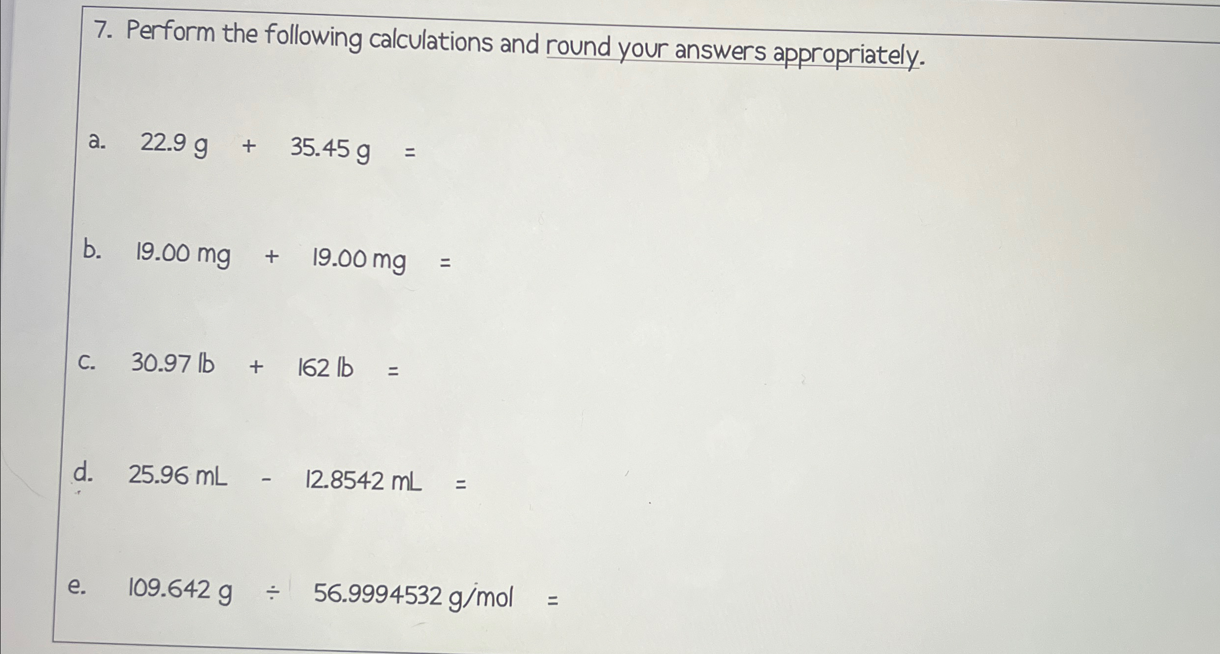 Solved Perform the following calculations and round your | Chegg.com