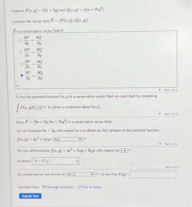 Solved Given a conservative vector field F = | Chegg.com