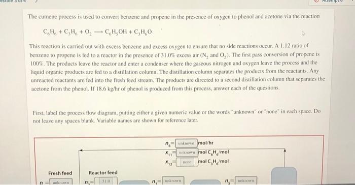 Solved The cumene process is used to convert benzene and | Chegg.com