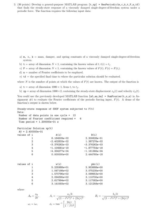 Solved 3. (30 points) Develop a seneral-purpose MATLAB | Chegg.com