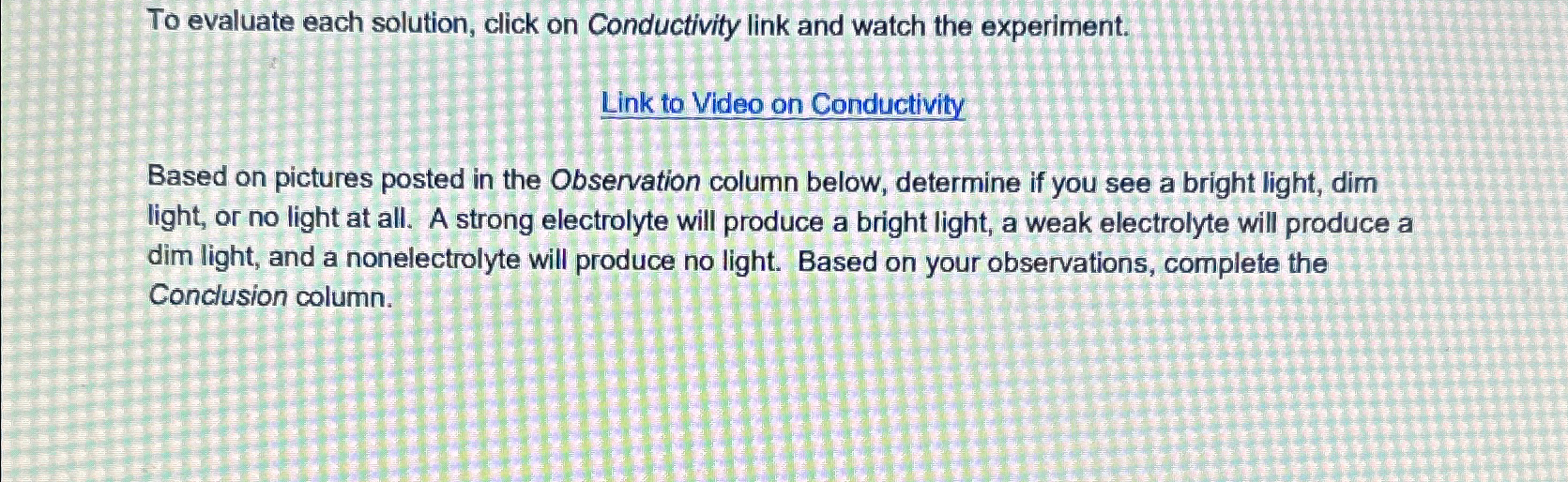Solved To evaluate each solution, click on Conductivity link | Chegg.com