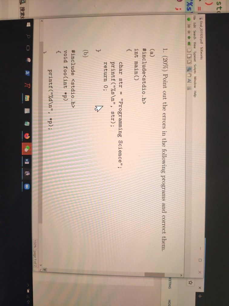 Solved sto ..) x Final 201920.pdf - TeXworks File Edit | Chegg.com