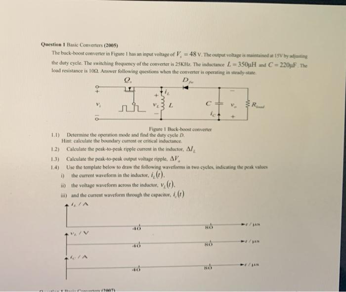 Solved Question 1 Basic Converters (2005) The buck-boost | Chegg.com