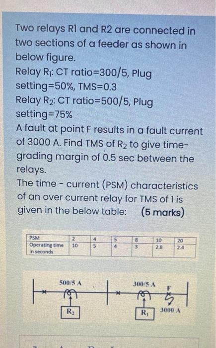Solved Two relays Rl and R2 are connected in two sections of | Chegg.com