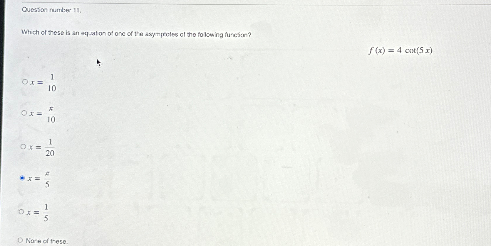 Solved Question number 11.Which of these is an equation of | Chegg.com