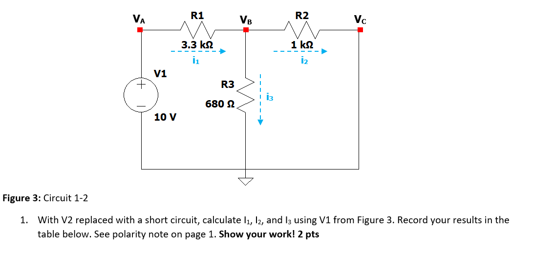 Solved Figure 3: Circuit 1-2With V2 ﻿replaced with a short | Chegg.com