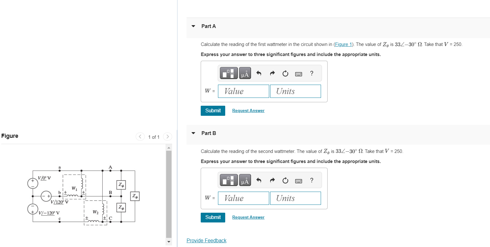 Solved Part ACalculate the reading of the first wattmeter in | Chegg.com