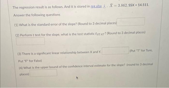 Solved SUMMARY OUTPUTThe regression result is as follows. | Chegg.com