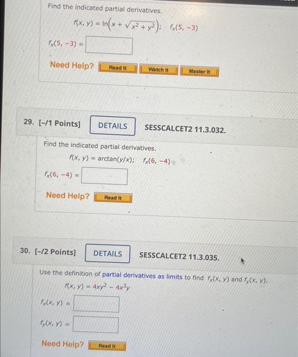 Solved Find the indicated partial derivatives. | Chegg.com