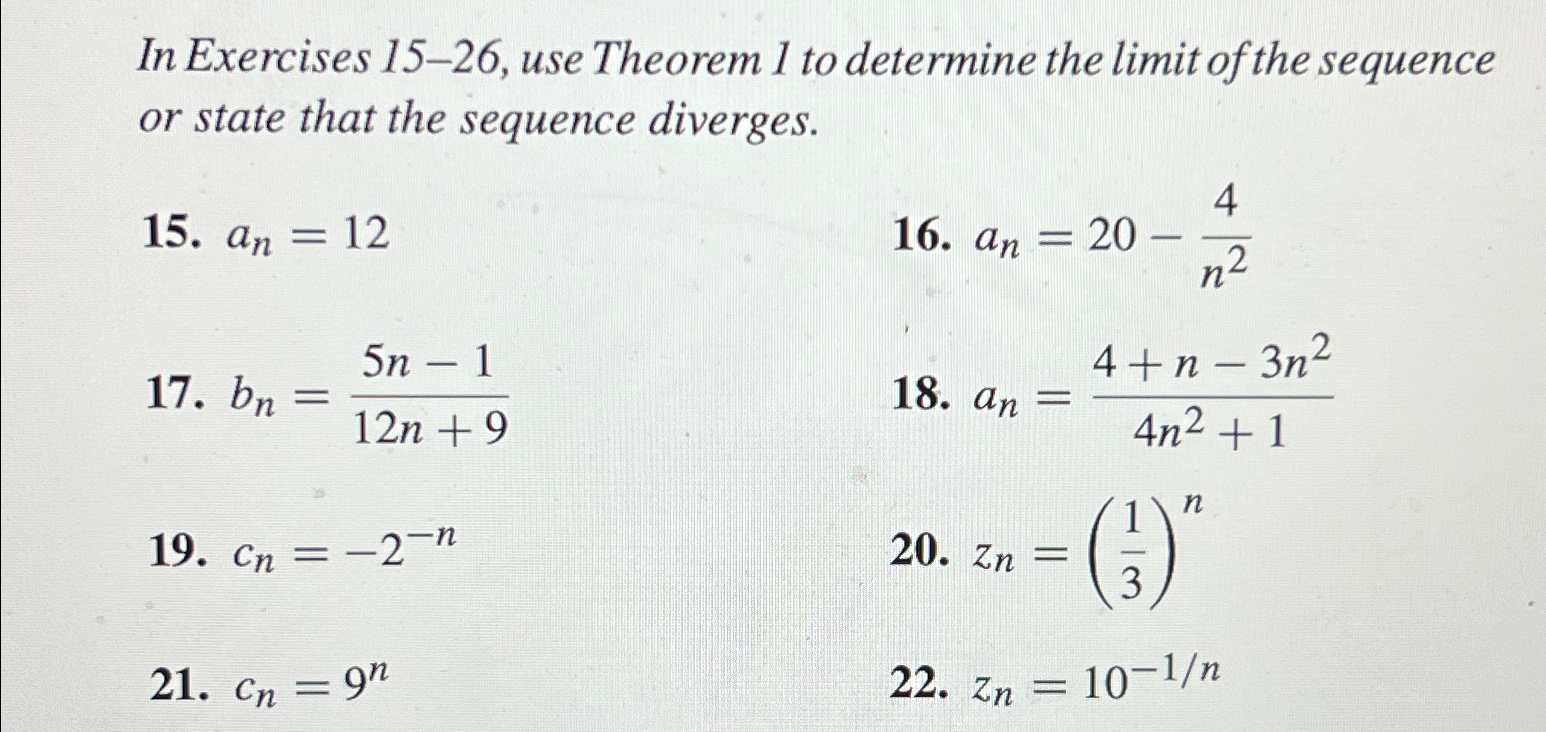 Solved In Exercises 15-26, ﻿use Theorem 1 ﻿to determine the | Chegg.com