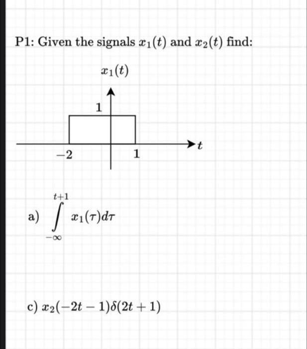 Solved P1: Given the signals x1(t) and x2(t) find: a) | Chegg.com