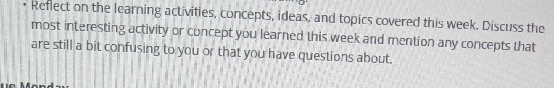Solved - Reflect on the learning activities, concepts, | Chegg.com