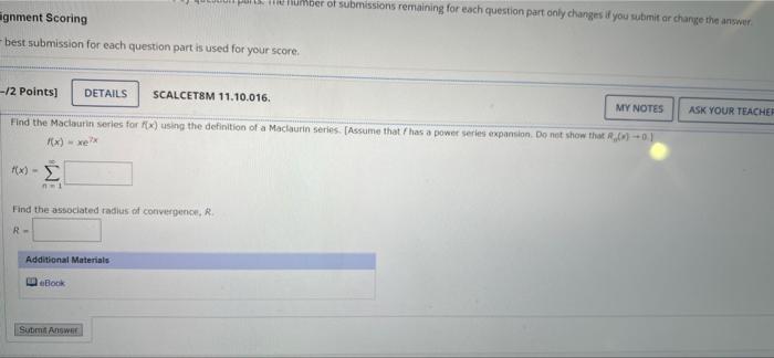 Solved The number of submissions remaining for each question | Chegg.com