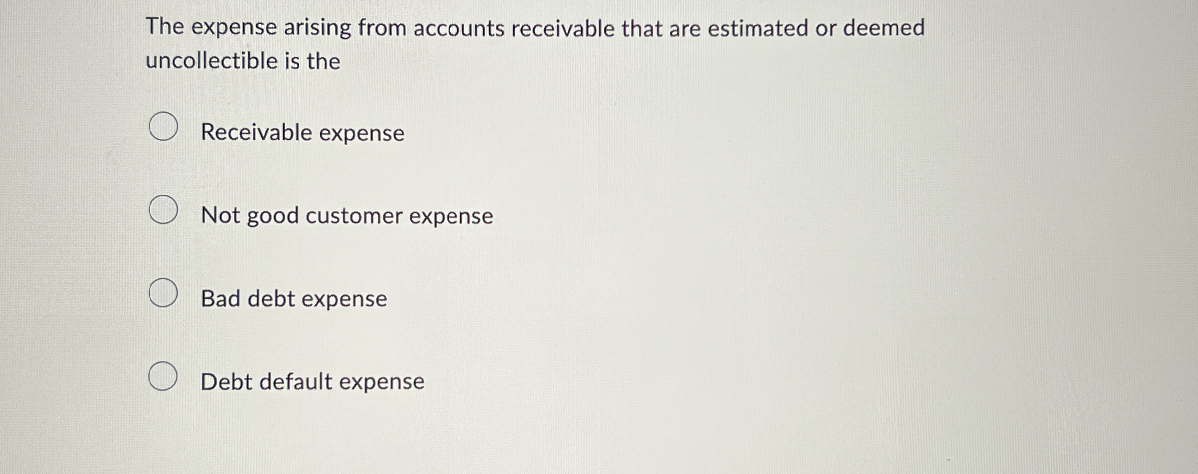 Solved The expense arising from accounts receivable that are | Chegg.com