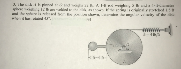 Solved 3. The disk A is pinned at and weighs 22 lb. A l-ft | Chegg.com
