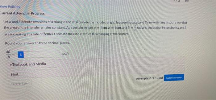 Solved !! Jiew Policies Current Attempt in Progress Leta and | Chegg.com