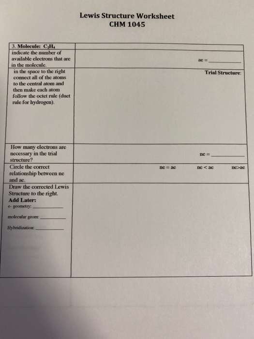 Solved Lewis Structure Worksheet CHM 1045 ae е Trial | Chegg.com