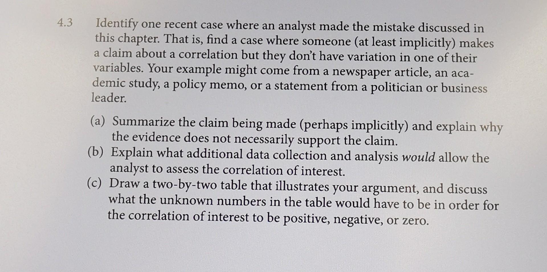 Solved Use chapter 4 of the textbook thinking clearly with | Chegg.com