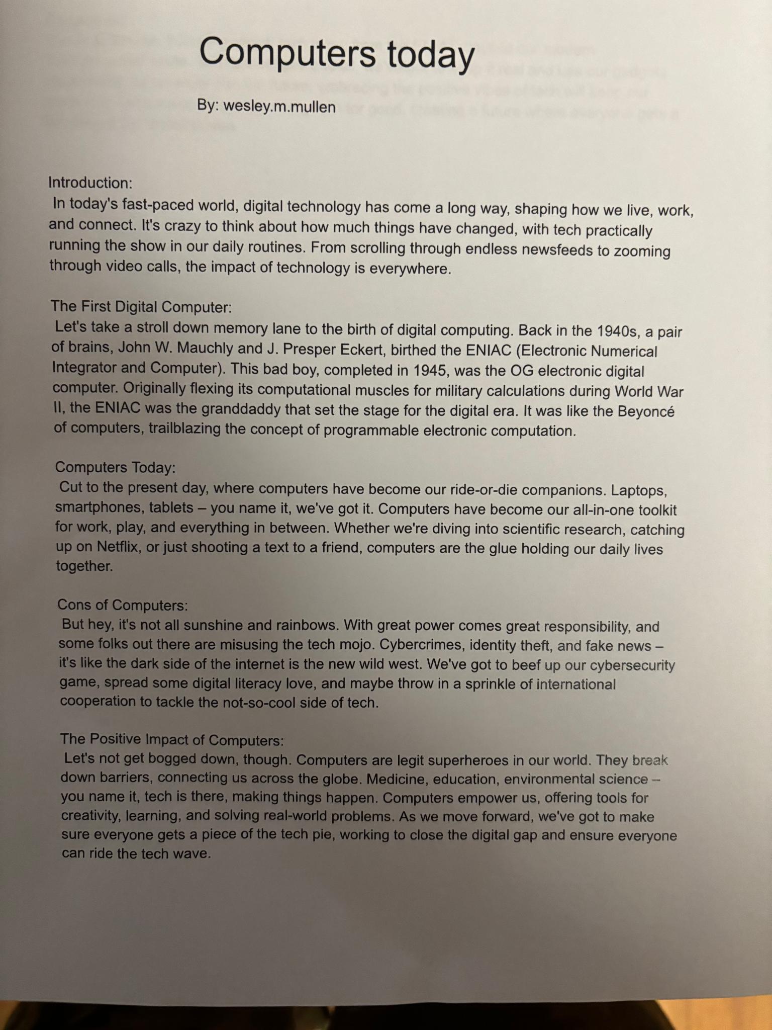 Solved Computers todayBy: wesley.m.mullenIntroduction:In | Chegg.com