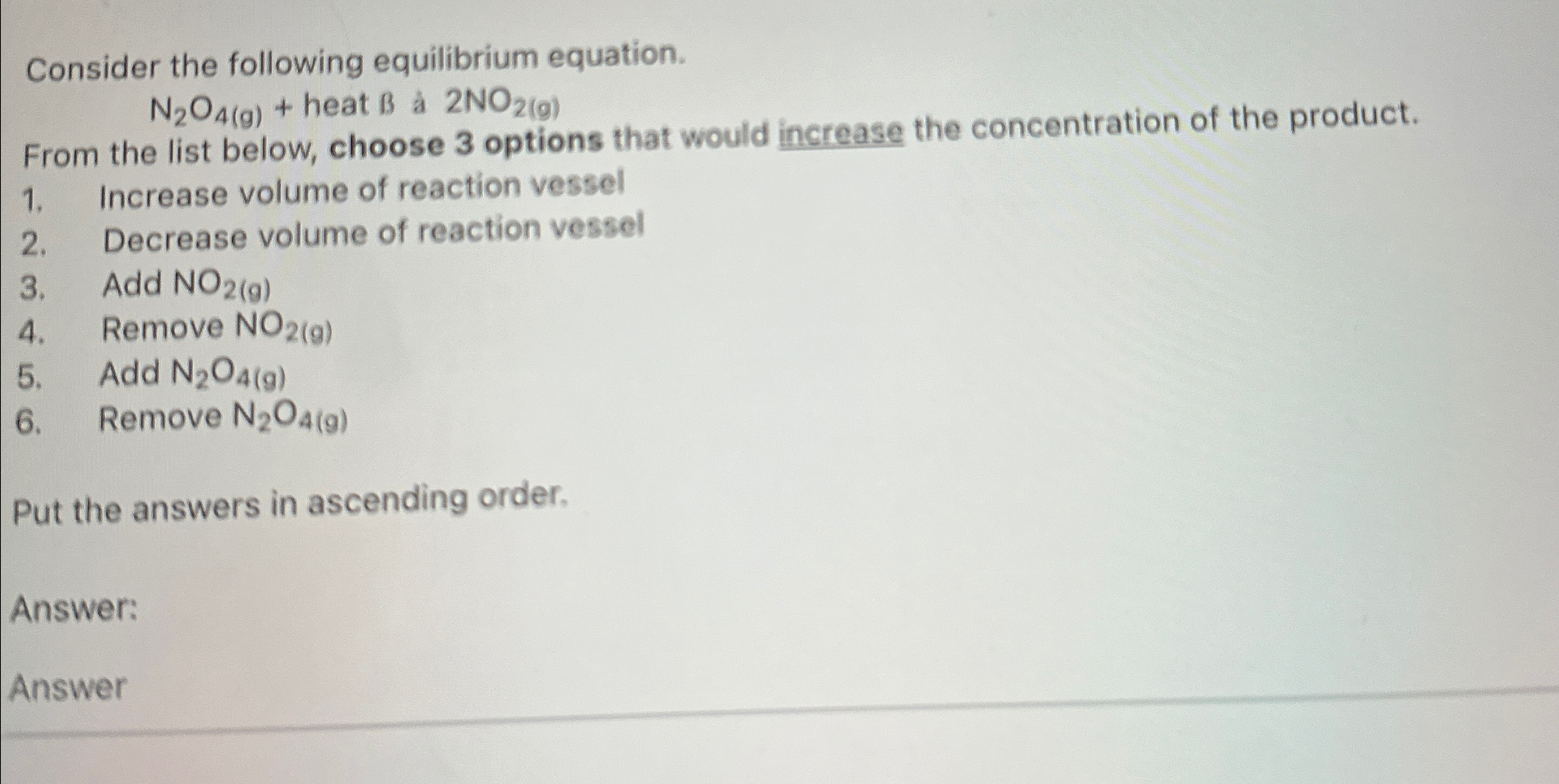 Solved Consider the following equilibrium equation.N2O4(g)+ | Chegg.com