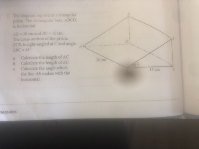 Solved The diagram represents a triangular prism. The | Chegg.com