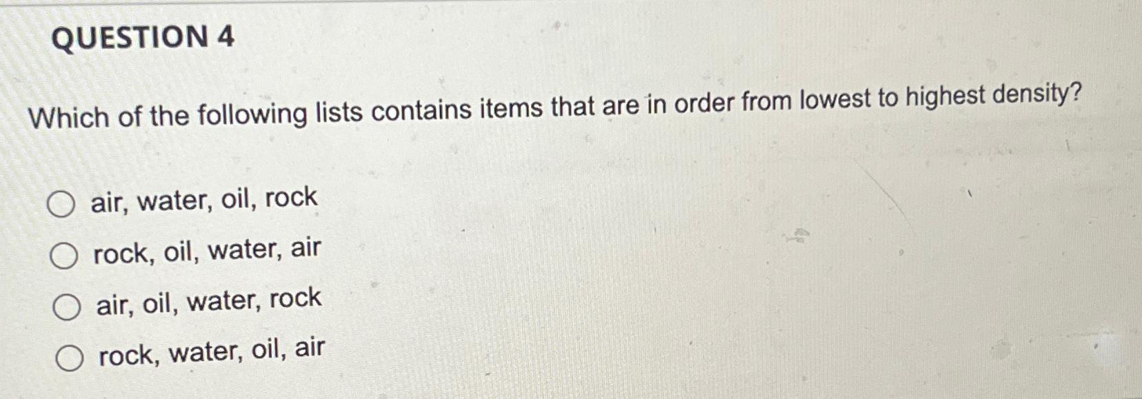 Solved QUESTION 4Which of the following lists contains items | Chegg.com