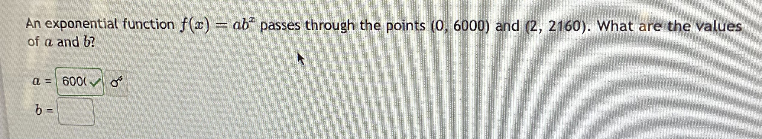 Solved An exponential function f(x)=abx ﻿passes through the | Chegg.com