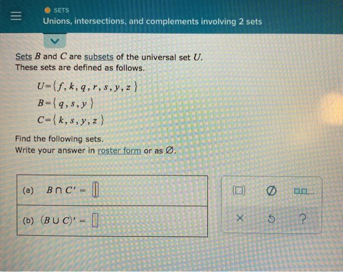 Solved SETS Unions, intersections, and complements involving | Chegg.com