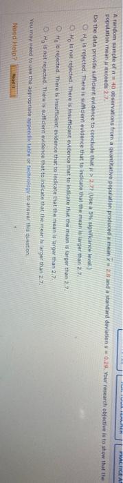 Solved ALPER PRACTICE A A random sample of 40 observations | Chegg.com