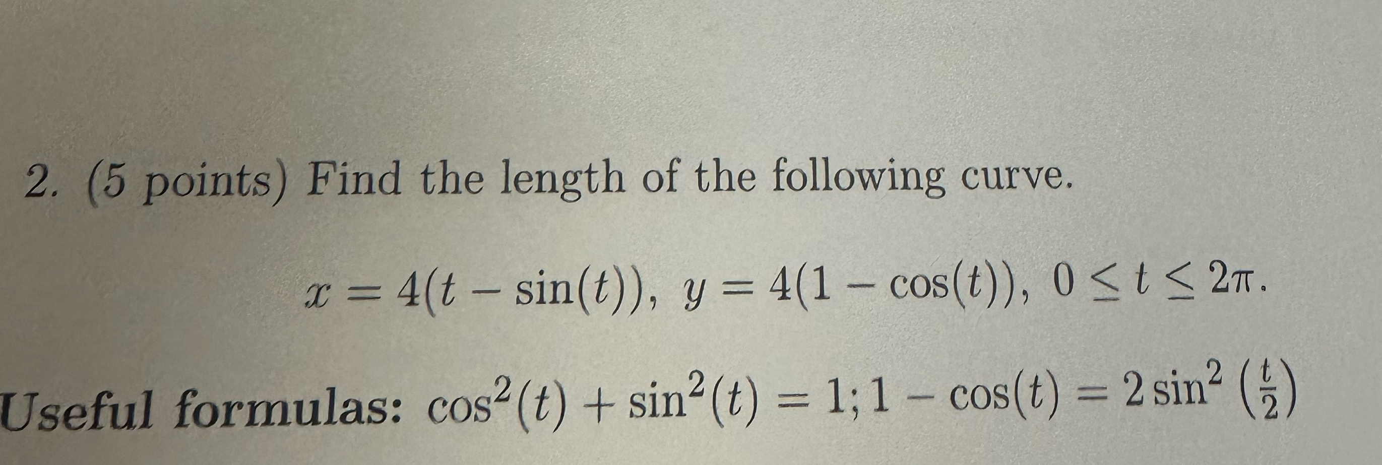 Solved (5 ﻿points) ﻿Find the length of the following | Chegg.com