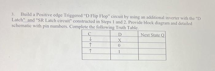 Solved 3. Build a Positive edge Triggered "D Flip Flop" | Chegg.com