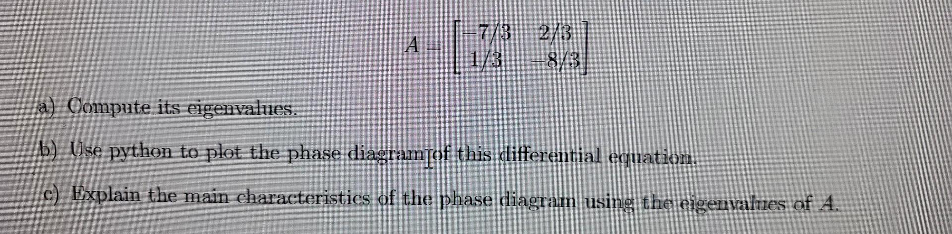 Solved A Compute Its Eigenvalues B Use Python To Plot The 3969