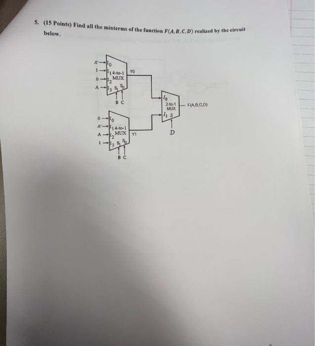 Solved 5. (15 Points) Find all the minterms of the function | Chegg.com
