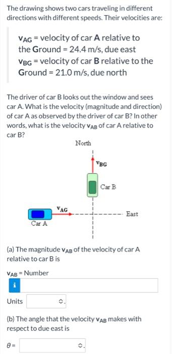 Solved The drawing shows two cars traveling in different | Chegg.com