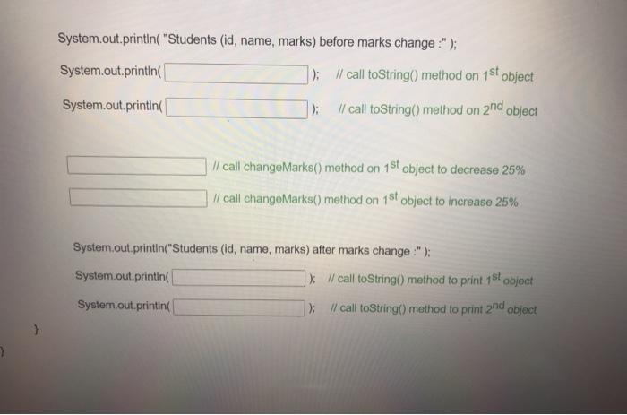 Solved Complete the following Java program that defines a | Chegg.com