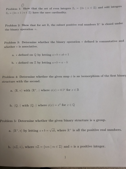 Solved Problem 1: Show that the set of even integers Z - | Chegg.com